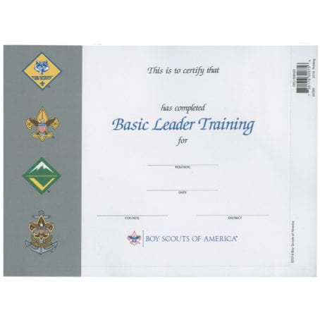 Basic Leader Training Certificate - BSA CAC Scout Shop