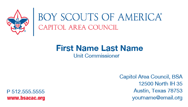 commissioner business cards - Scouting America - Capitol Area Council